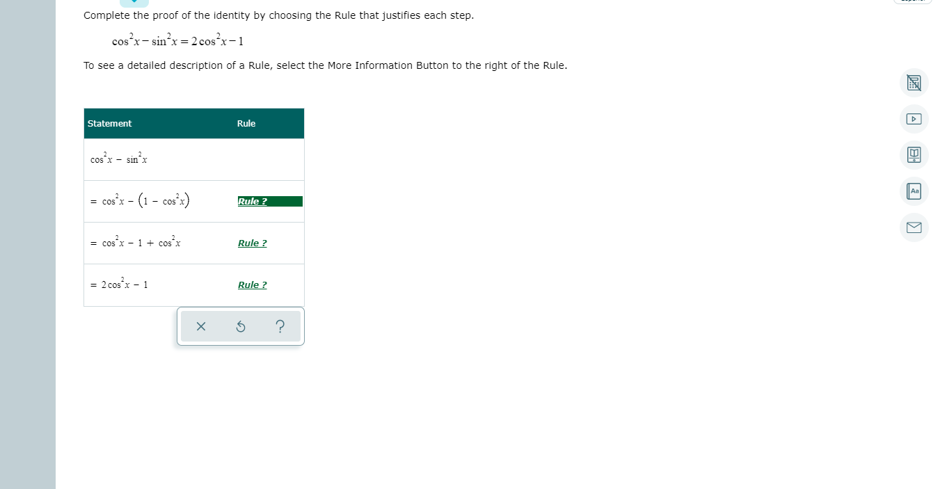 Solved Complete the proof of the identity by choosing the | Chegg.com