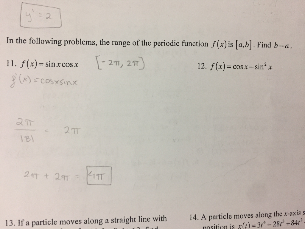 Solved 2 In the following problems, the range of the | Chegg.com