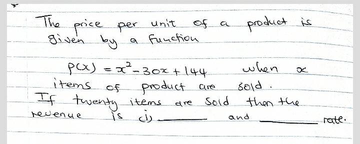 Solved The price per unit product is given by a function | Chegg.com