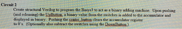 Solved Circuit 2 Create Structural Verilog Program Basys3 Act Binary Adding Machine Upon 3237
