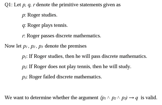 Solved Q1: Let p, q, r denote the primitive statements given | Chegg.com