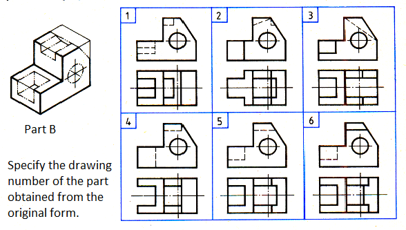 Solved Specify the drawing number of the part obtained from | Chegg.com