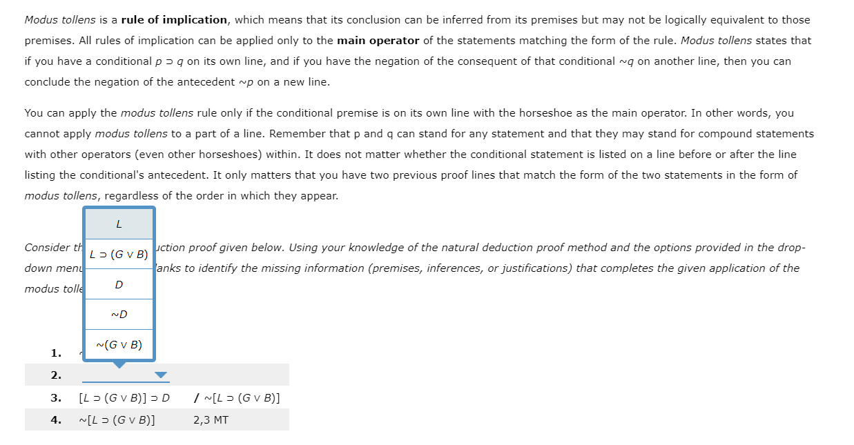 Solved Modus tollens is a rule of implication, which means | Chegg.com