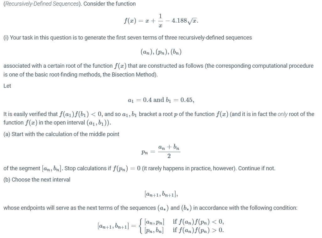 Solved (Recursively-Defined Sequences). Consider the | Chegg.com