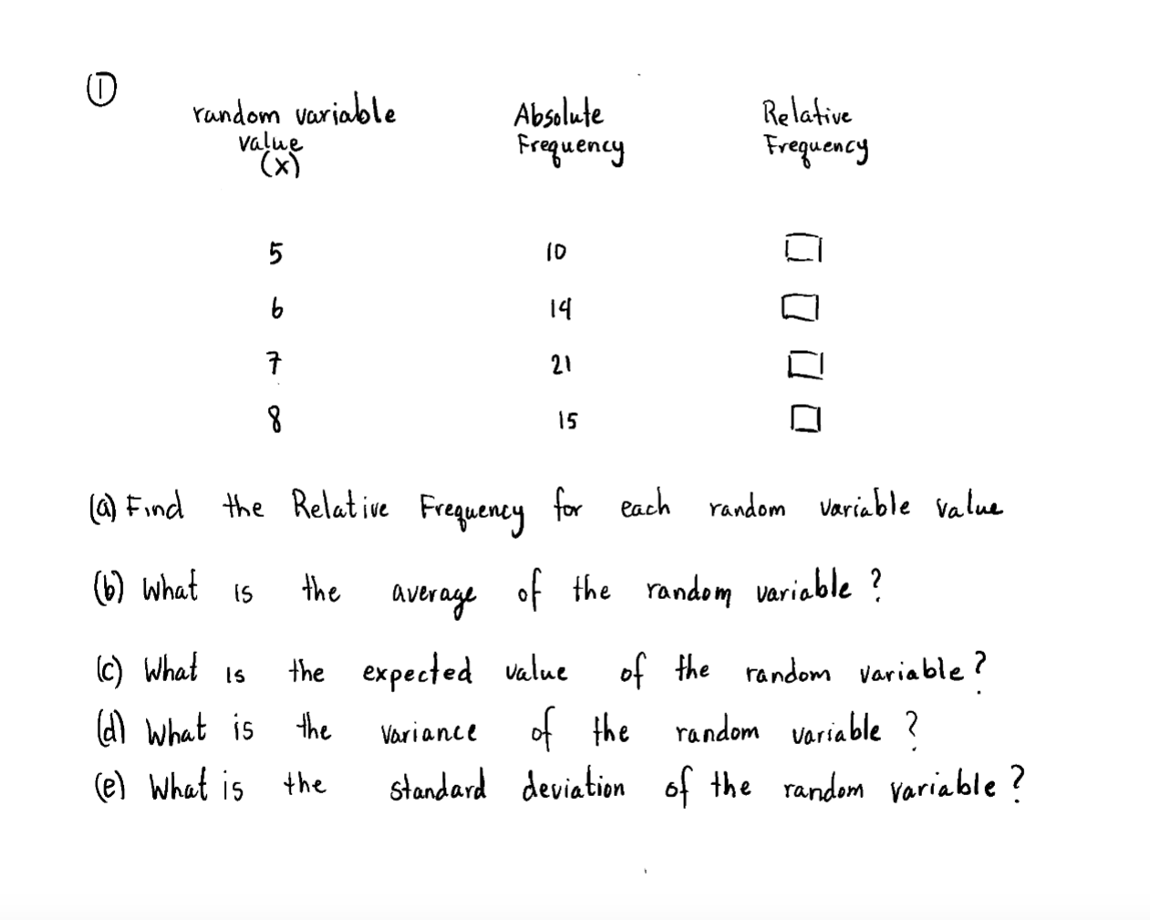 Solved (a) Find the Relative Frequency for each random | Chegg.com