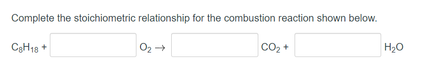 Solved Complete the stoichiometric relationship for the | Chegg.com
