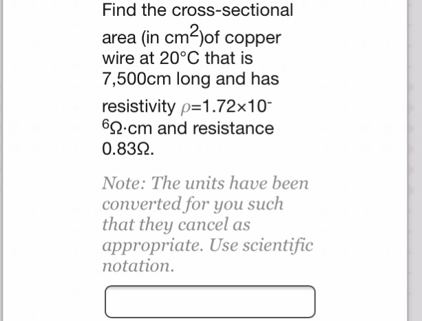 Solved Find the cross-sectional area (in cm^2)of copper wire | Chegg.com