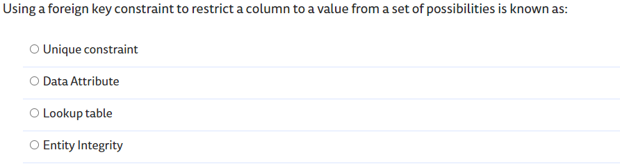 Solved Using a foreign key constraint to restrict a column | Chegg.com