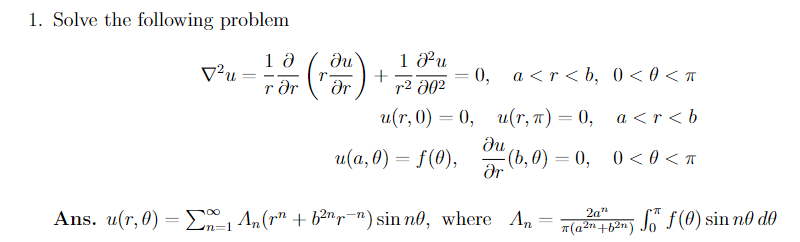 Solved 1. Solve the following problem vu 1 a rar () ди 1 au | Chegg.com