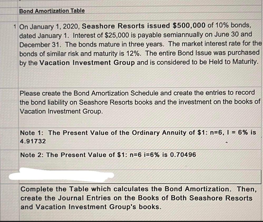 Solved Bond Amortization Table 1 On January 1, 2020, | Chegg.com