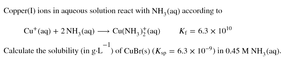 Solved Copper(I) ions in aqueous solution react with NH3(aq) | Chegg.com