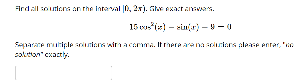 Solved Find all solutions on the interval [0,2π). Give exact | Chegg.com