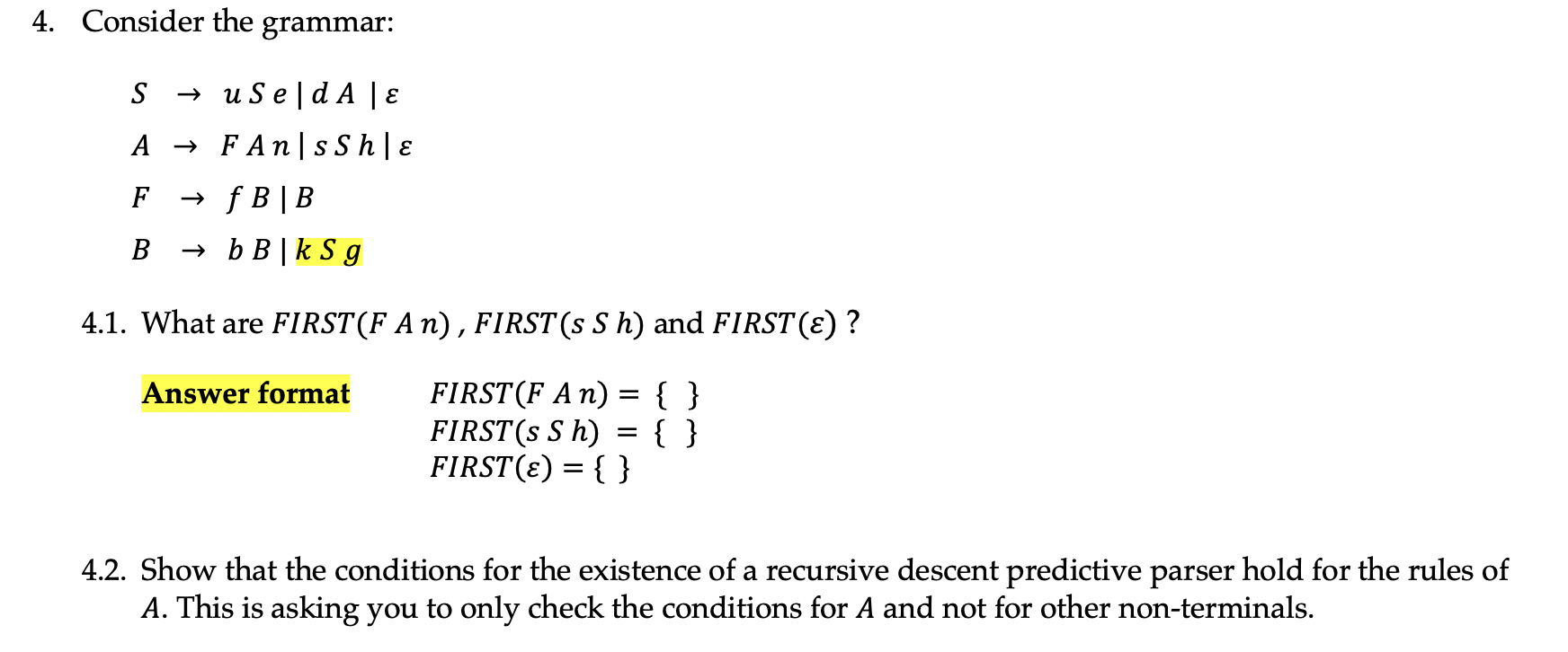 Solved 4. Consider the grammar: | Chegg.com