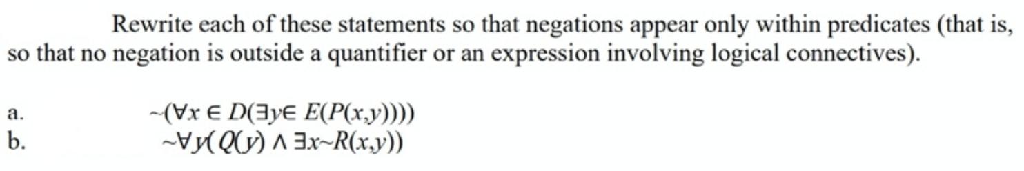Solved Rewrite each of these statements so that negations | Chegg.com