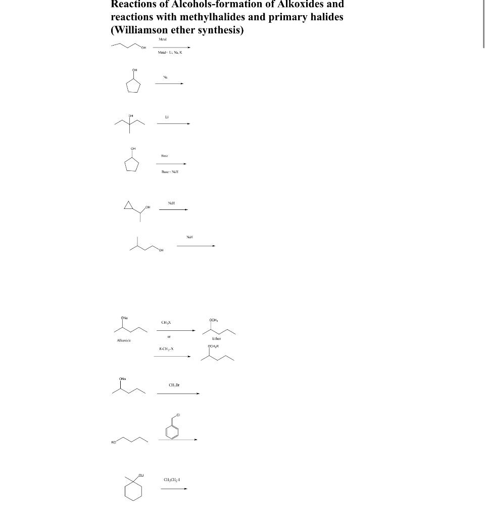 Solved Reactions of Alcohols-formation of Alkoxides and | Chegg.com