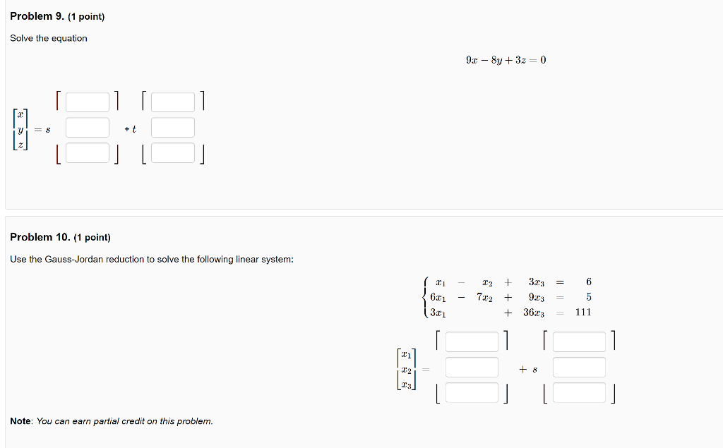 Solved Problem 9. (1 point) Solve the equation Problem 10. | Chegg.com