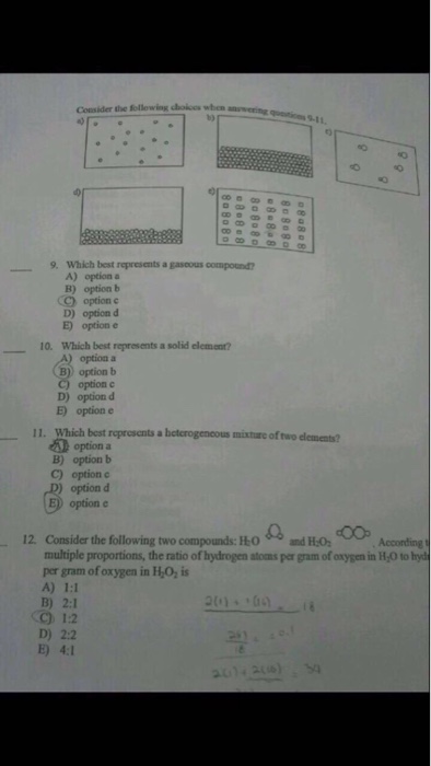 Solved Which best represents a gaseous compound? A) | Chegg.com