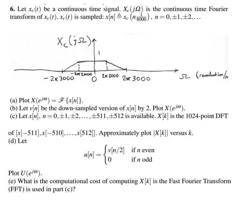 Solved 6. Let xc(t) be a continuous time signal. Xc(jΩ) is | Chegg.com
