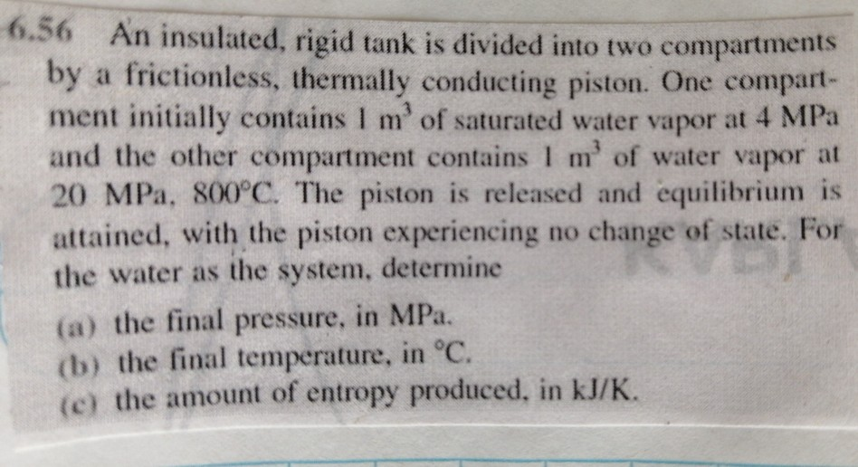 Solved 6.56 An insulated, rigid tank is divided into two | Chegg.com