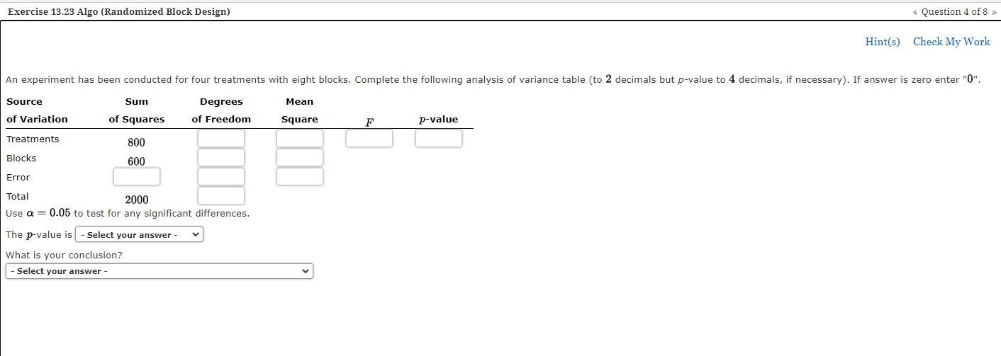 Solved Exercise 13.23 Algo (Randomized Block Design) | Chegg.com