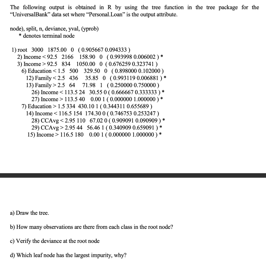 Solved The following output is obtained in R by using the | Chegg.com