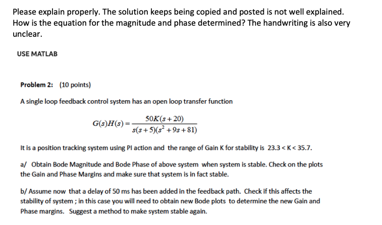 Solved Please explain properly. The solution keeps being | Chegg.com