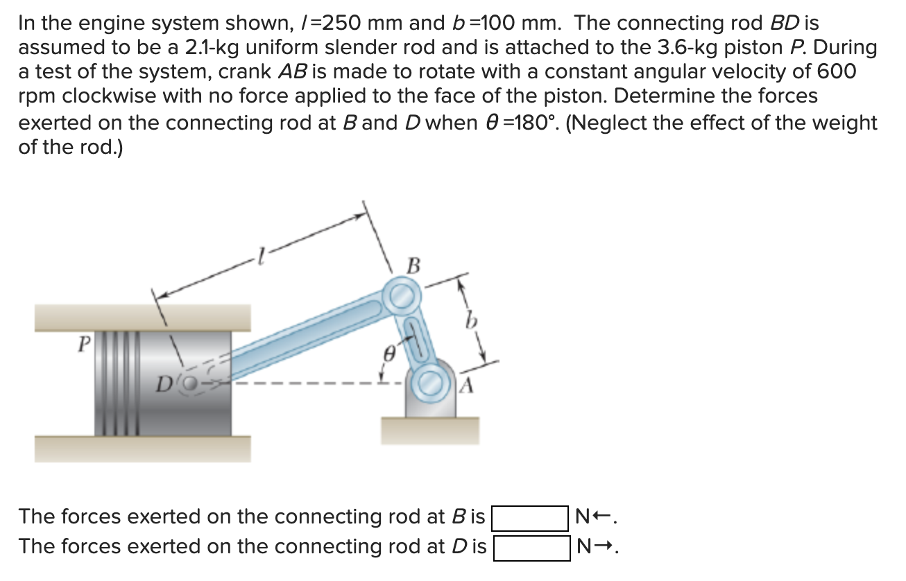 Solved In the engine system shown, 1 =250 mm and b=100 mm. | Chegg.com