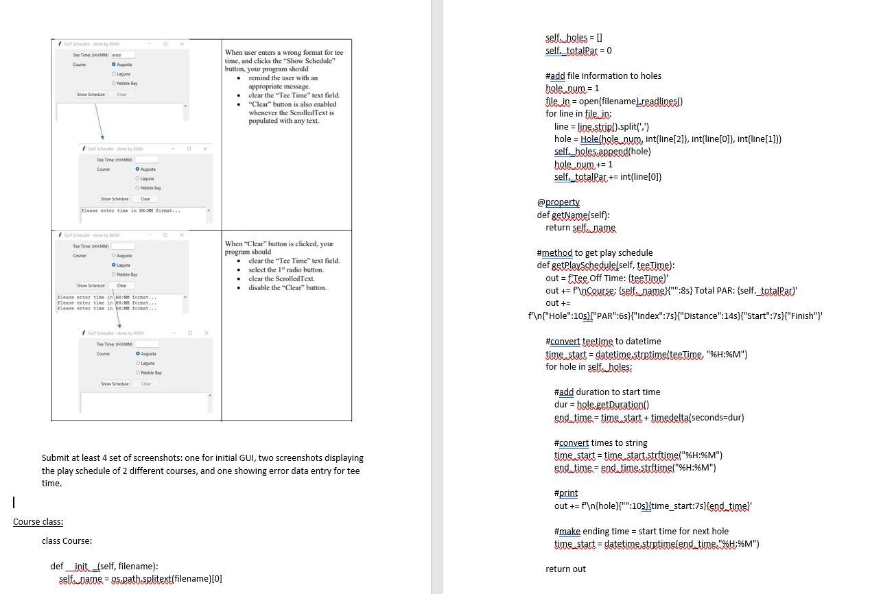 Solved Write a Python GUI application to allow golfer to | Chegg.com