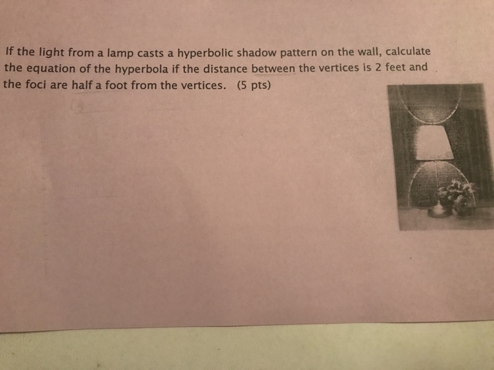 Solved If the light from a lamp casts a hyperbolic shadow | Chegg.com