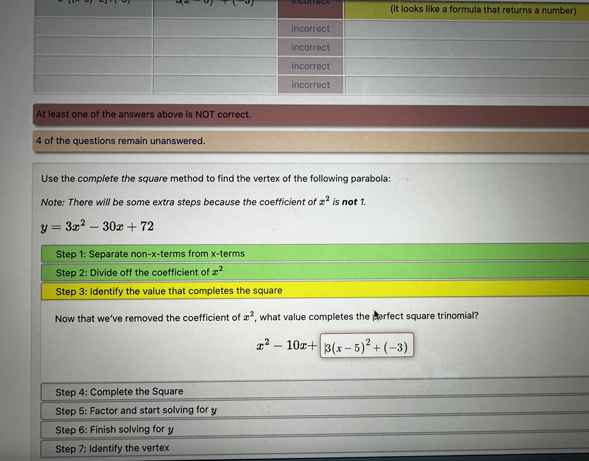 Solved Use the complete the square method to find the vertex | Chegg.com