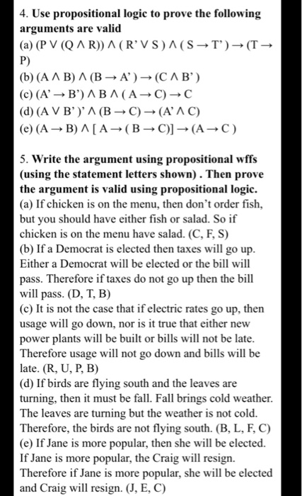 Solved 4 Use Propositional Logic To Prove The Following 
