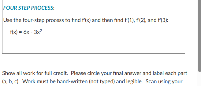 Solved FOUR STEP PROCESS: Use the four-step process to find | Chegg.com
