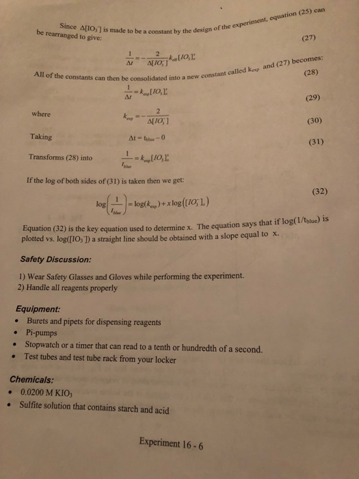 Lab - Chemical Kinetics: The Method of Initial Rates. | Chegg.com