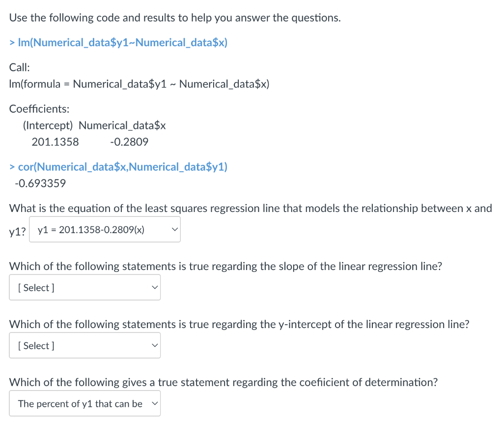 Use the following code and results to help you answer | Chegg.com