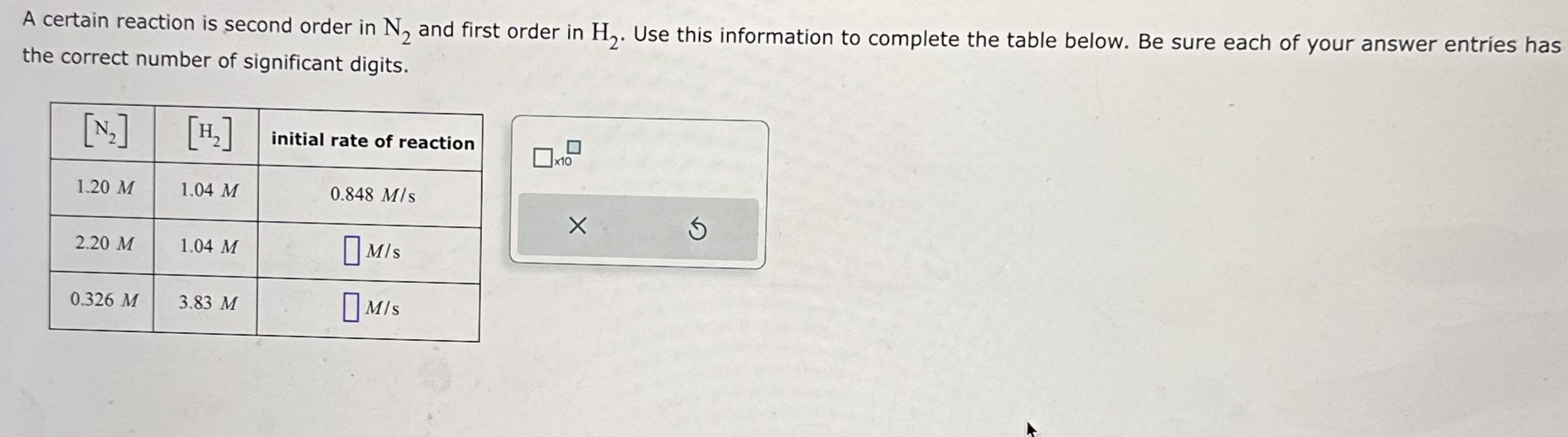 Solved A certain reaction is second order in N2 ﻿and first | Chegg.com