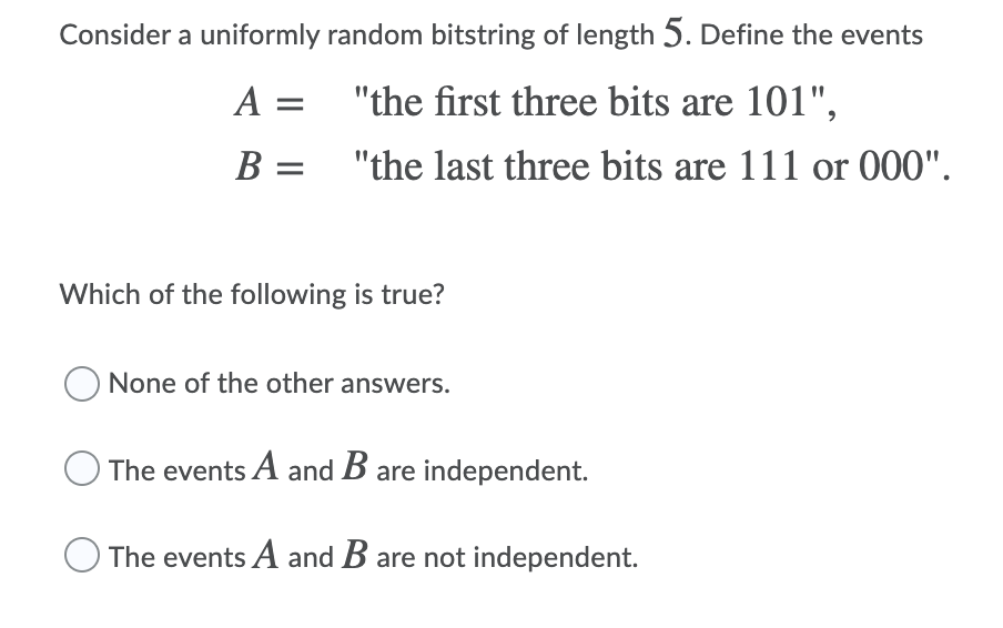 Solved Consider a uniformly random bitstring of length 5. | Chegg.com