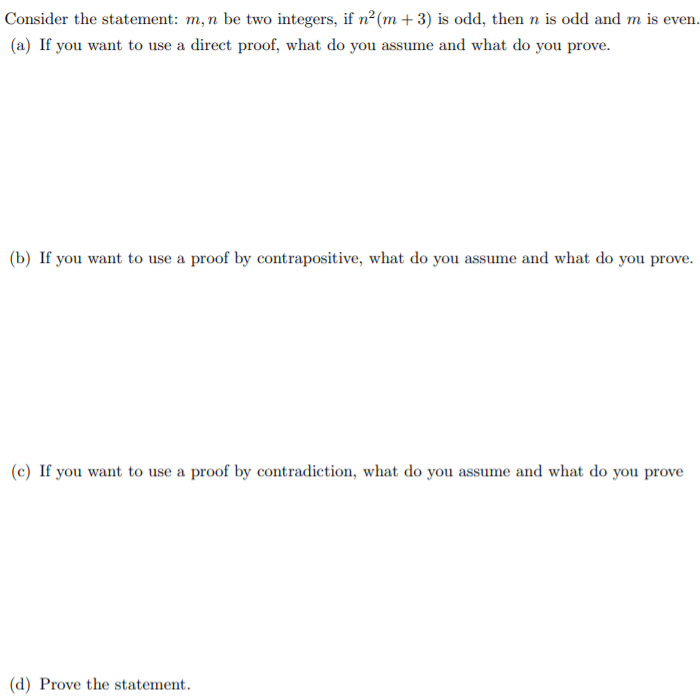 Solved Discrete Math (Proofs - direct, contrapositive, | Chegg.com