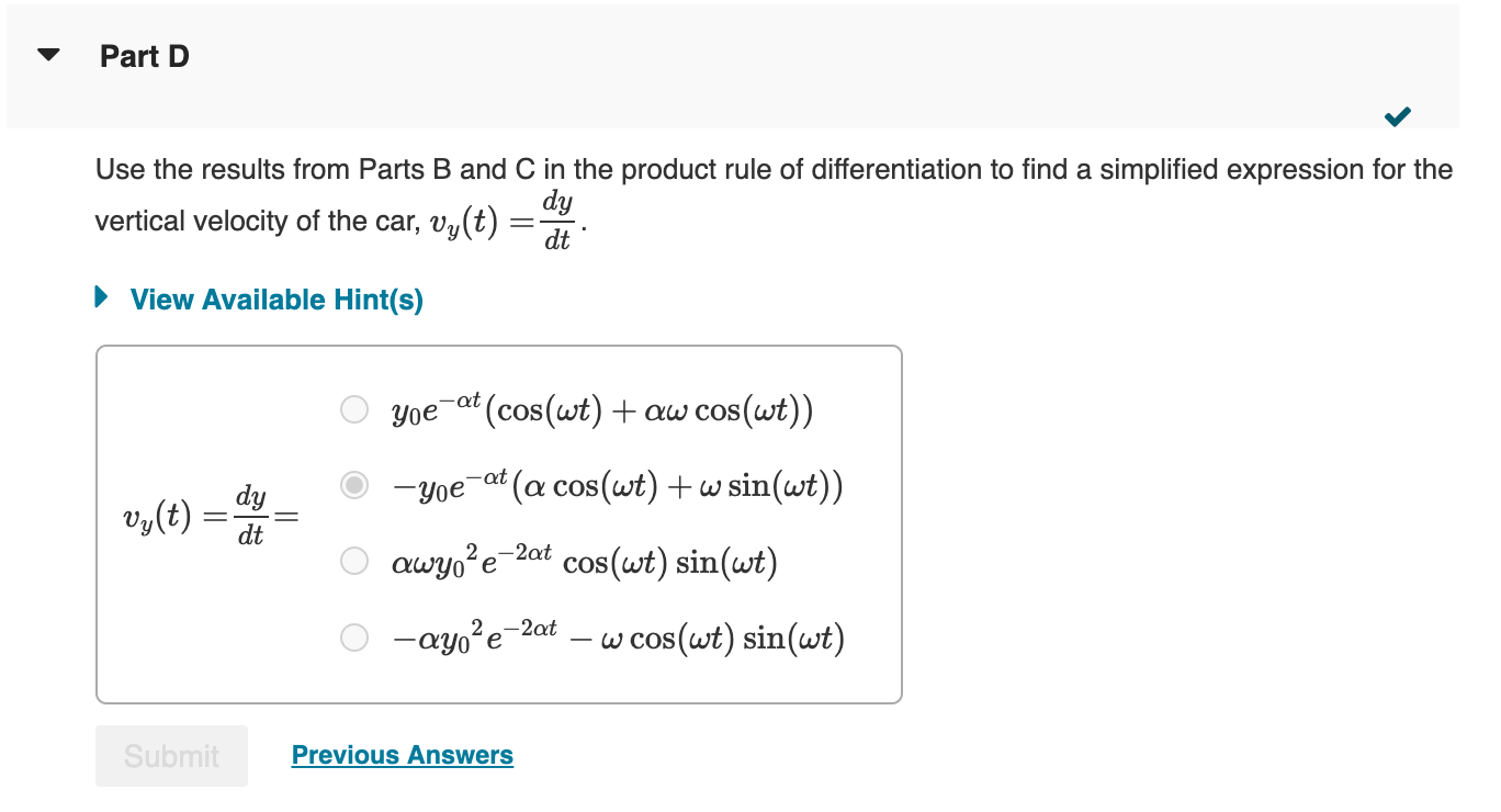 Use the results from Parts B and C in the product | Chegg.com