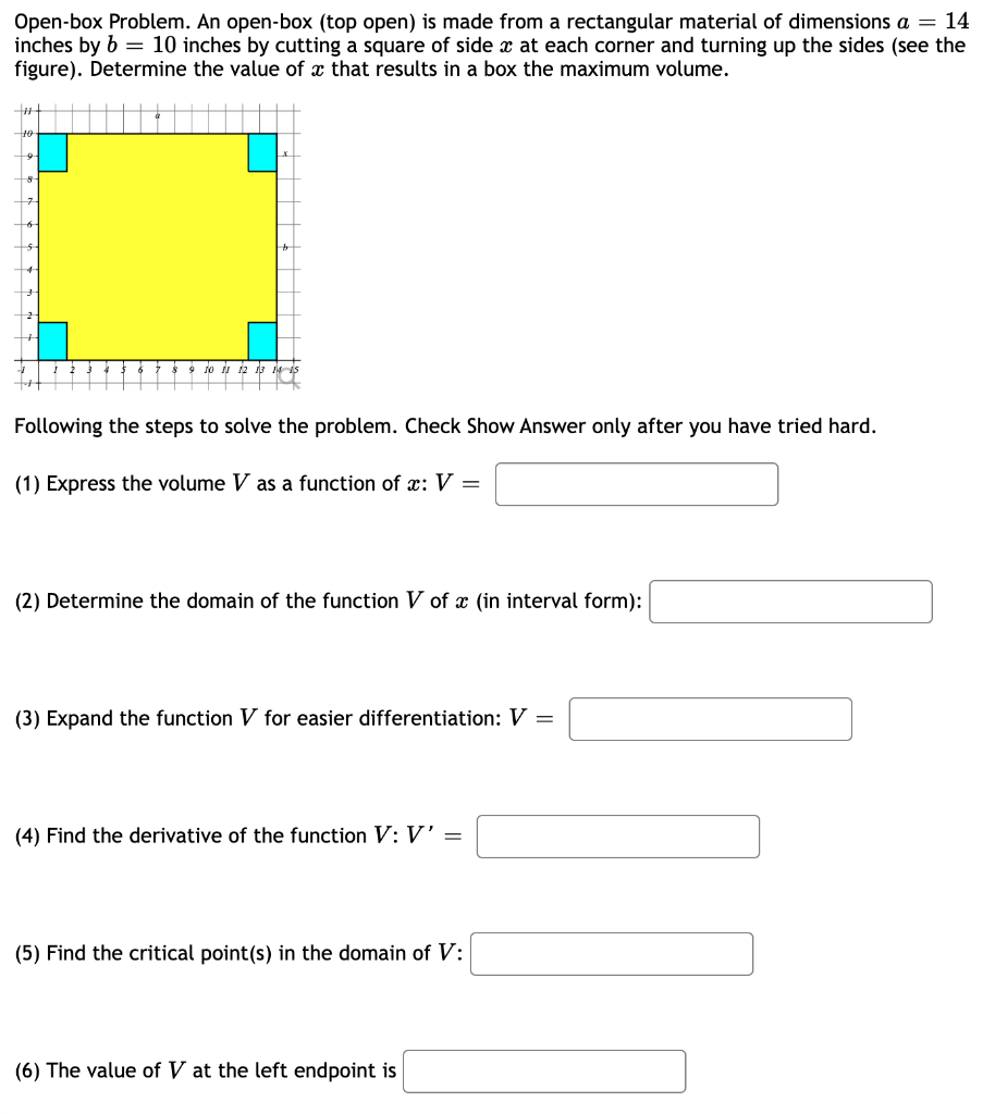 Solved Open-box Problem. An open-box (top open) is made from | Chegg.com