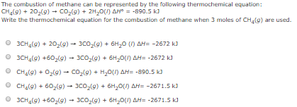 Solved The combustion of methane can be represented by the | Chegg.com