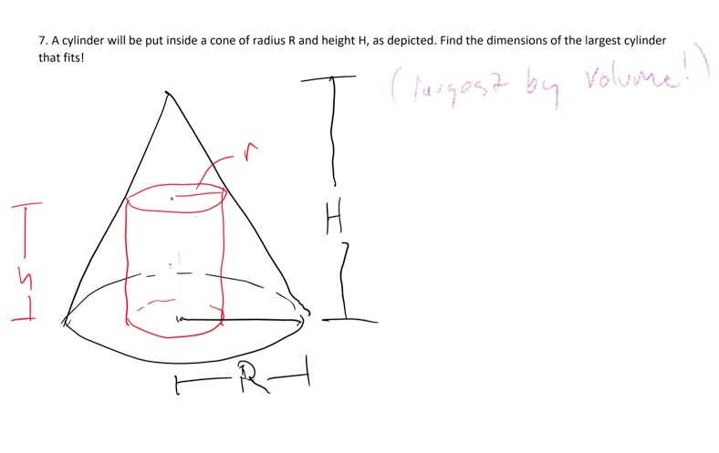Solved 7. A cylinder will be put inside a cone of radius R | Chegg.com