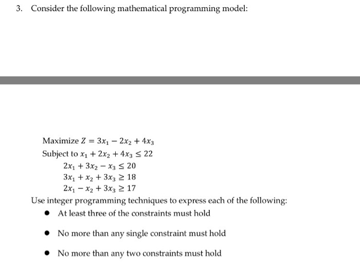 Solved 3. Consider the following mathematical programming | Chegg.com