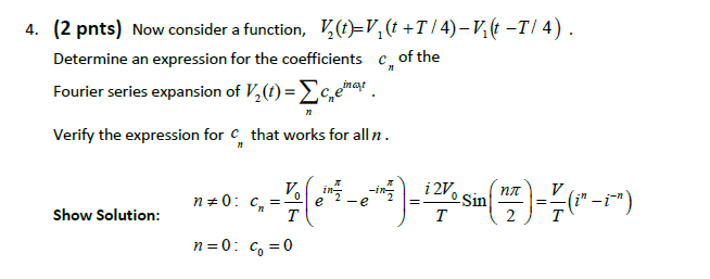 Solved 4. (2 pnts) Now consider a function, V(t)=V (t | Chegg.com