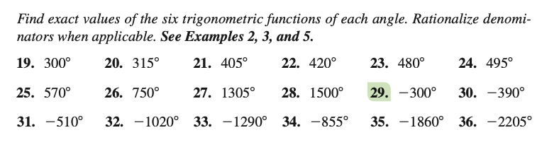 Solved Find exact values of the six trigonometric functions | Chegg.com