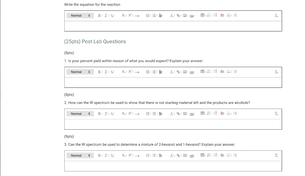 Solved Data And Report Submission - Hydroboration (2pts) | Chegg.com