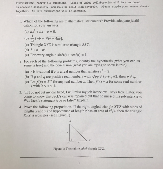 Solved Which of the following are mathematical statements? | Chegg.com