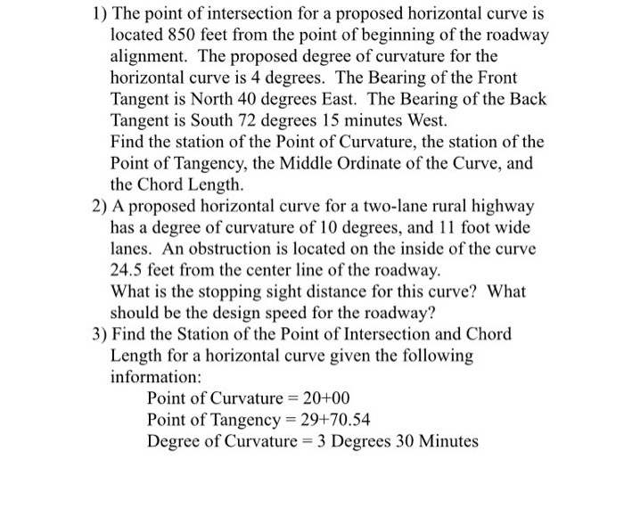 Solved The point of intersection for a proposed horizontal | Chegg.com