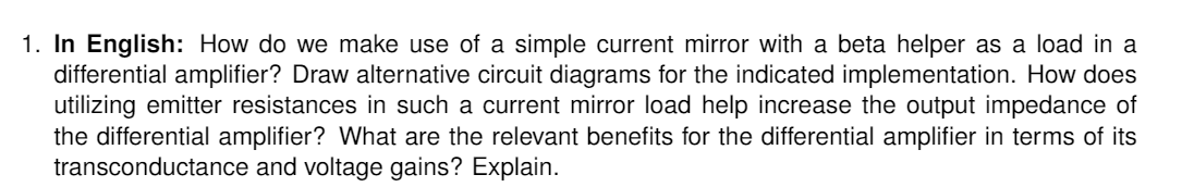 Solved 1. In English: How do we make use of a simple current | Chegg.com