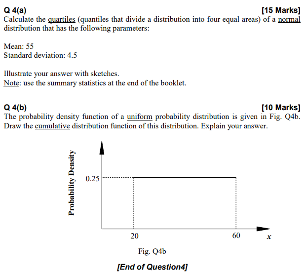 Solved Q 4(a) [15 Marks] Calculate the quartiles (quantiles | Chegg.com
