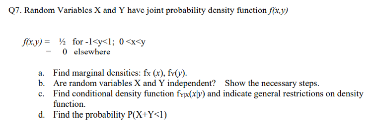 Solved Q7. Random Variables X and Y have joint probability | Chegg.com